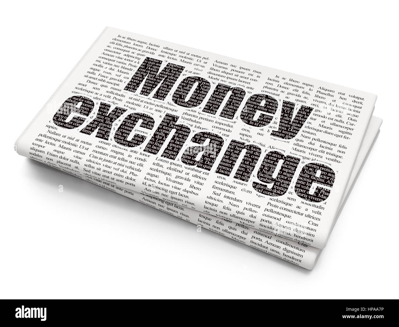 Banking concept: Pixelated black text Money Exchange on Newspaper ...