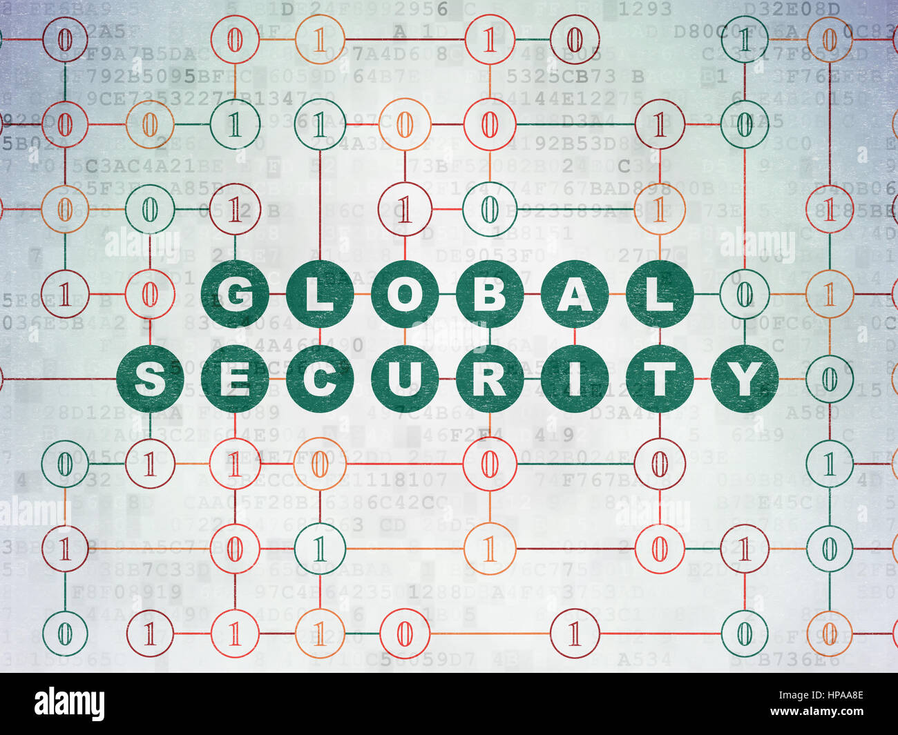 Protection concept: Painted green text Global Security on Digital Data Paper background with ...