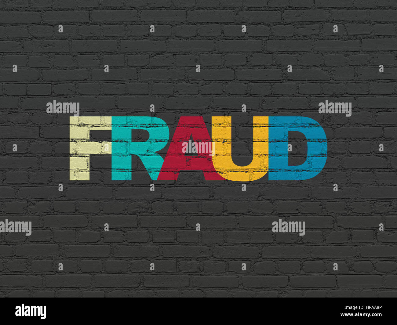 Privacy concept: Painted multicolor text Fraud on Black Brick wall ...