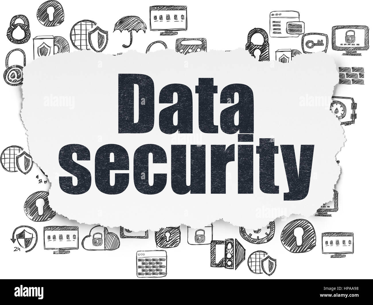 Safety concept: Painted black text Data Security on Torn Paper ...