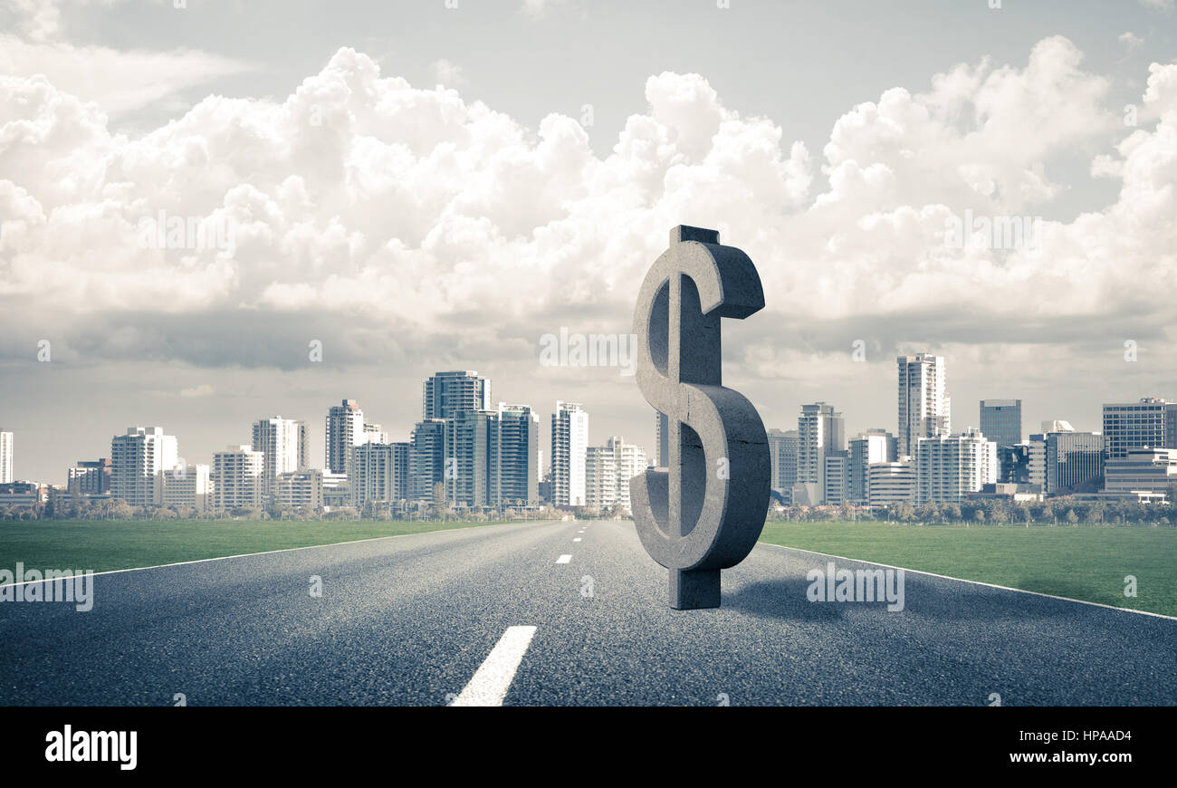 Stone dollar symbol on natural landscape as currency sign Stock Photo ...