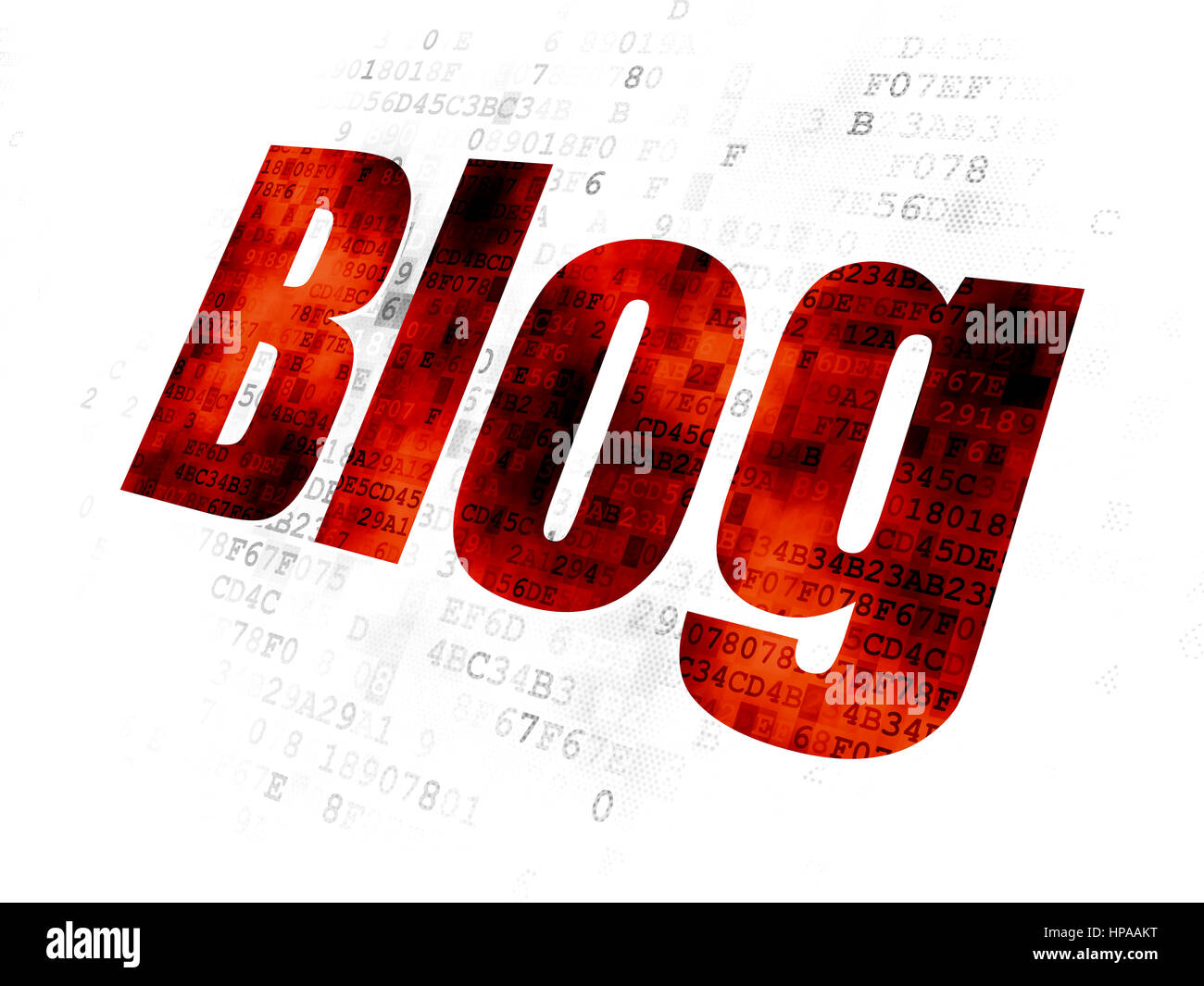 Web development concept: Pixelated red text Blog on Digital background ...