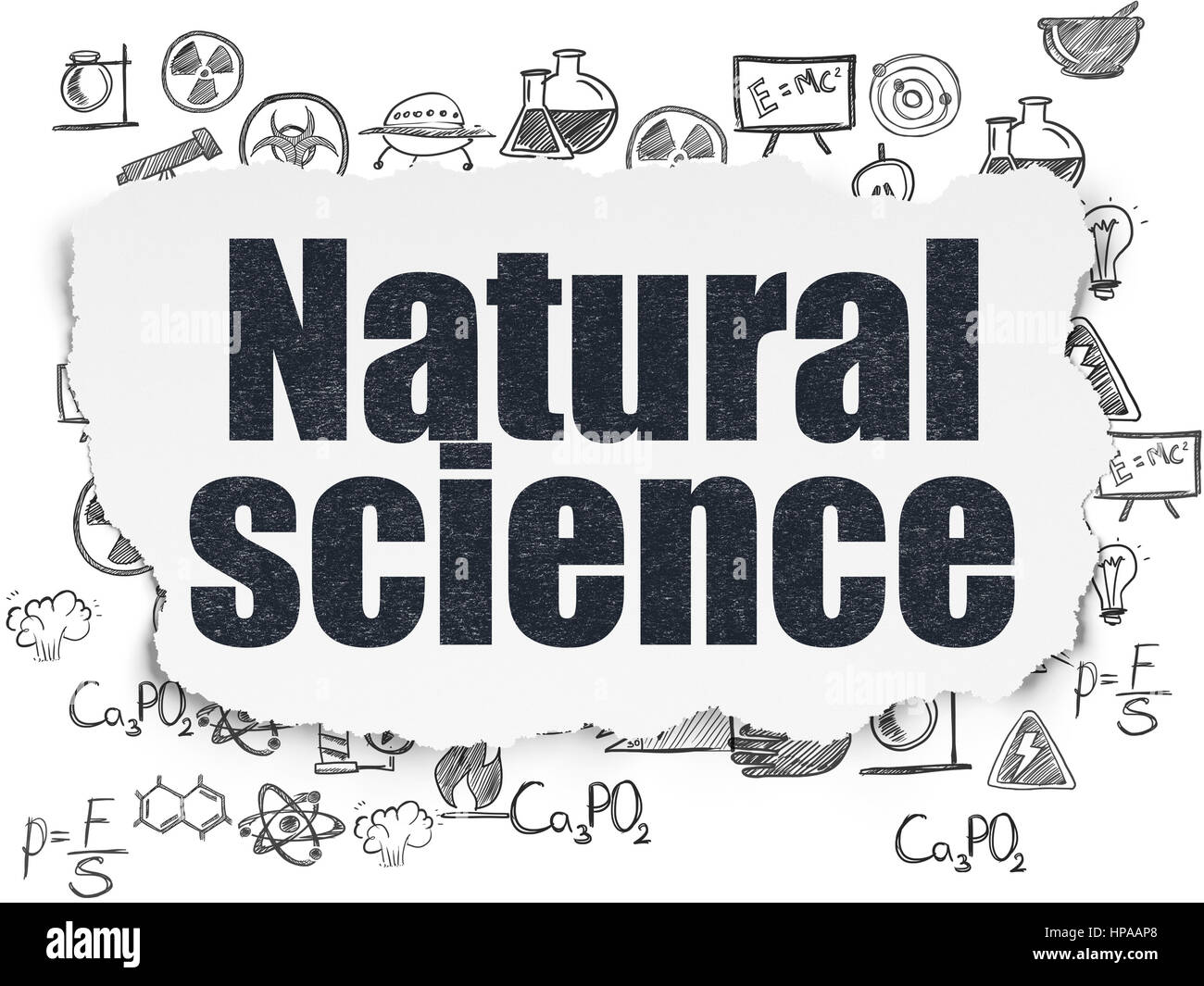 Science concept: Painted black text Natural Science on Torn Paper ...