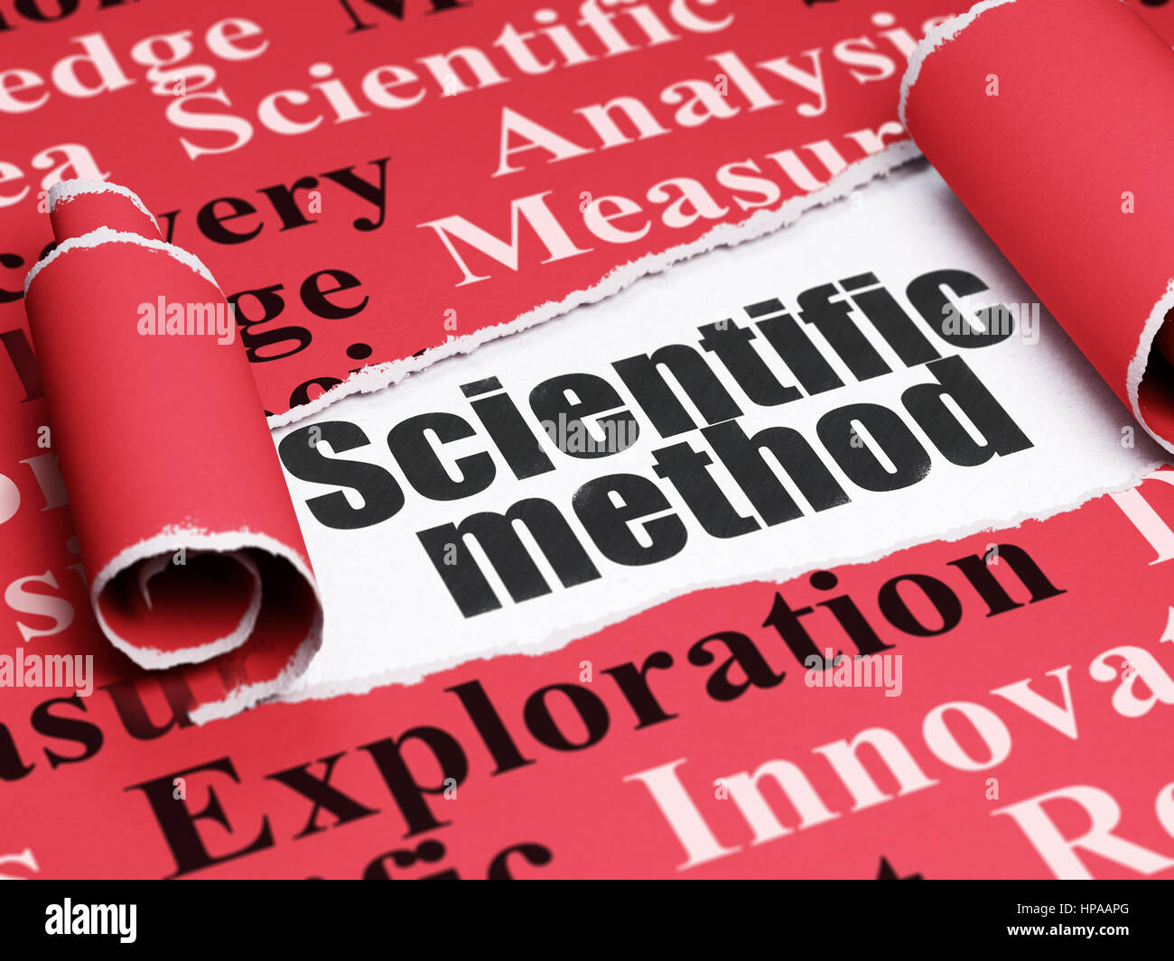 Science concept: black text Scientific Method under the curled piece of ...