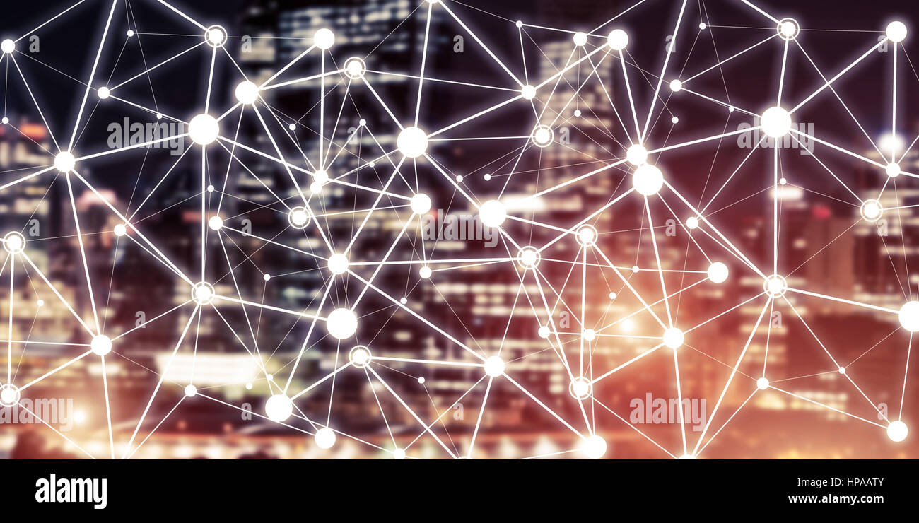 Background conceptual image with social connection lines on dark ...