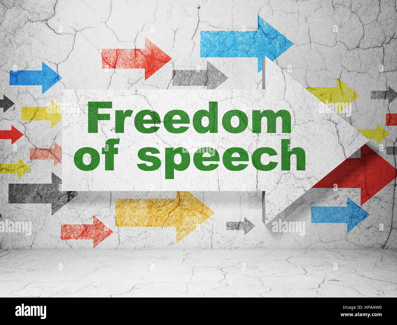 Politics concept: arrow with Freedom Of Speech on grunge textured ...