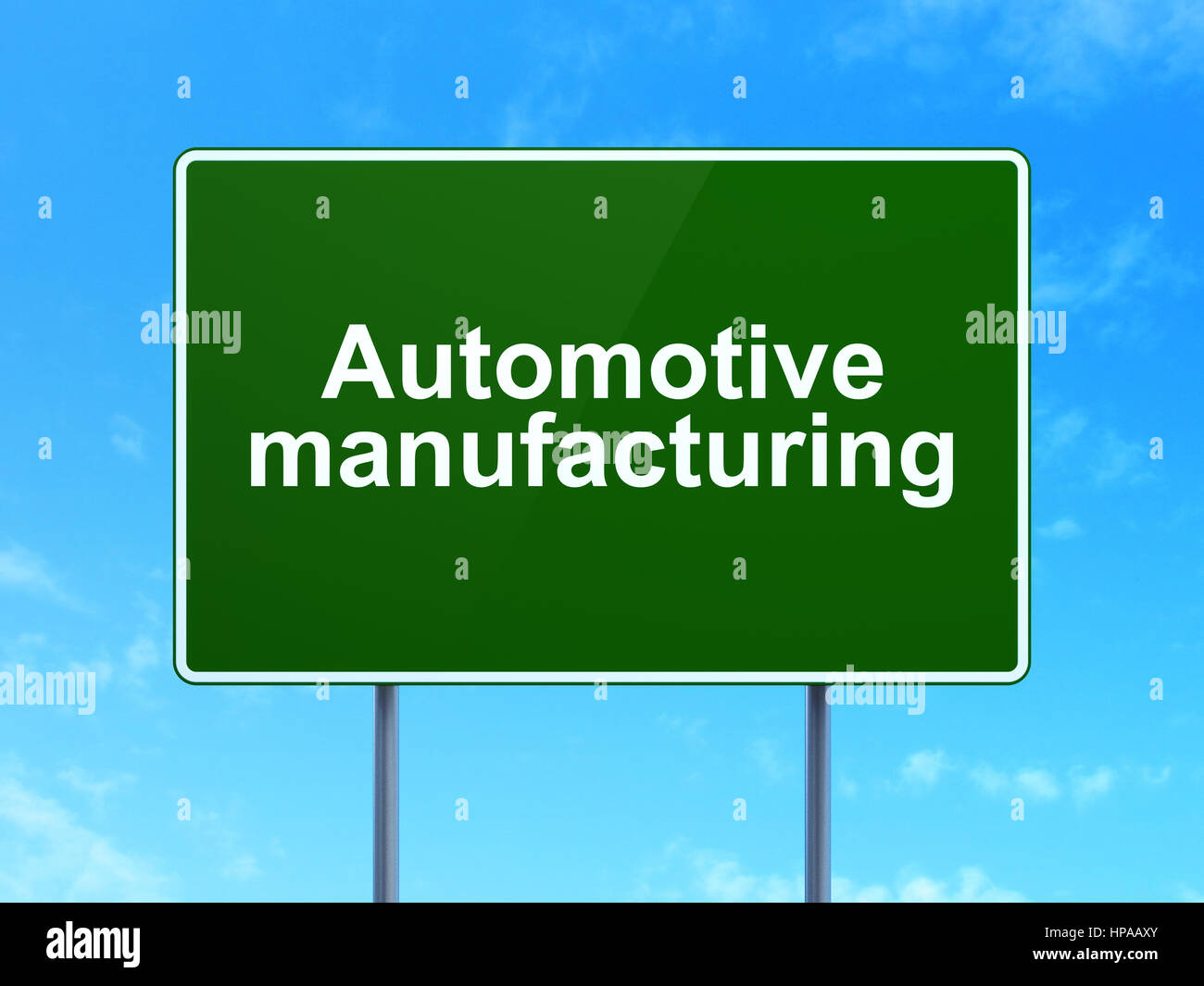 Industry concept: Automotive Manufacturing on green road highway sign ...