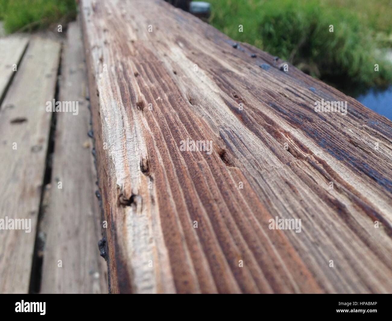 Weathered Wood Bridge Railing Stock Photo - Alamy