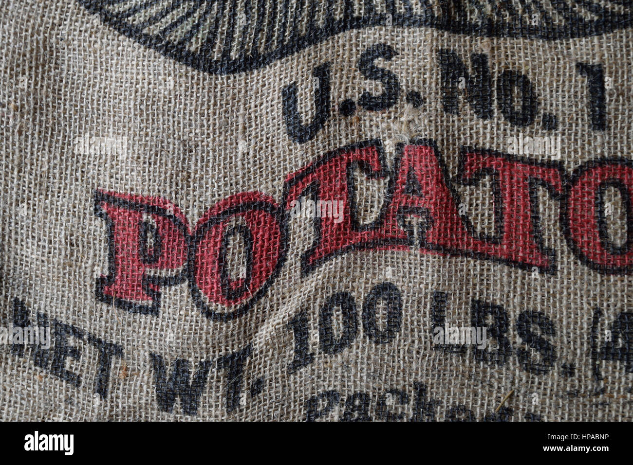 Closeup Detail of Burlap Potato Sack Stock Photo - Alamy