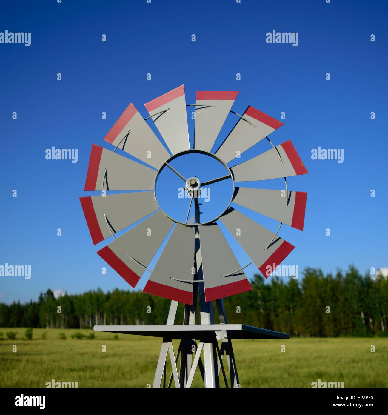 Decorative Windmill in Farm Field Stock Photo - Alamy