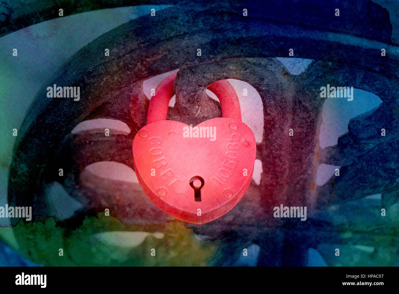 Photo of bright red heart lock Stock Photo - Alamy