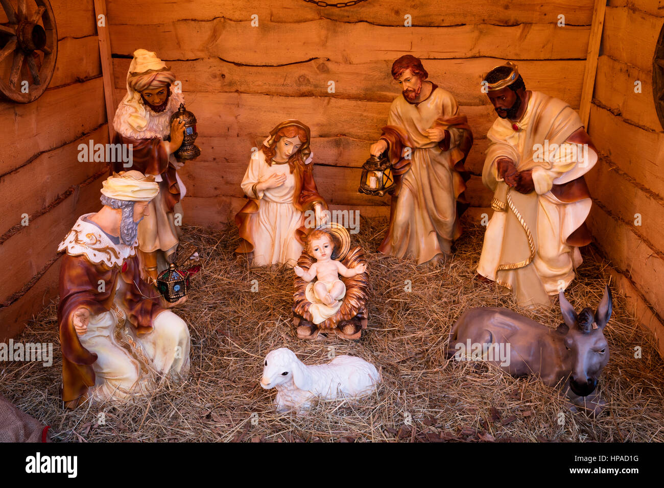 Crib with crib figures, Holy Family with Three Wise Men, Stade, Lower ...