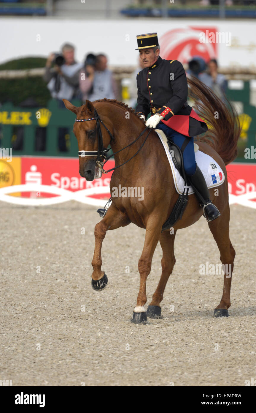 Hubert Perring (FRA) riding Diabolo St. Maurice - World Equestrian Games, Aachen, - August 23 ...