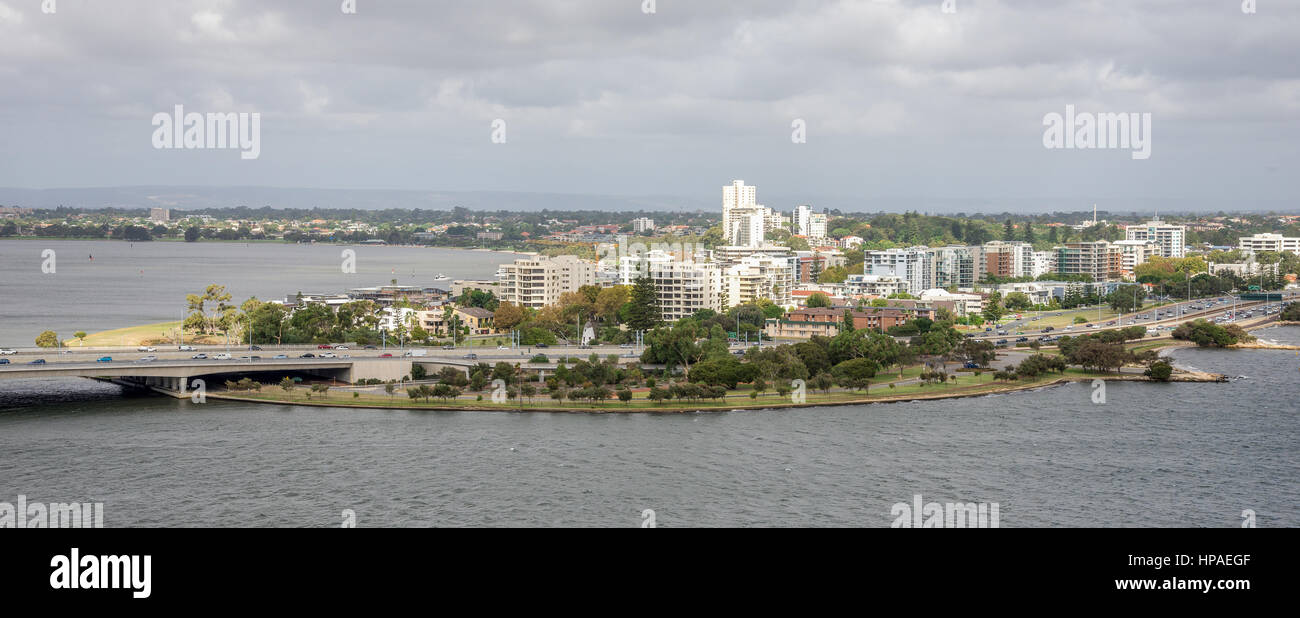 South Perth suburb view from Kings Park and Botanical gardens in Perth ...