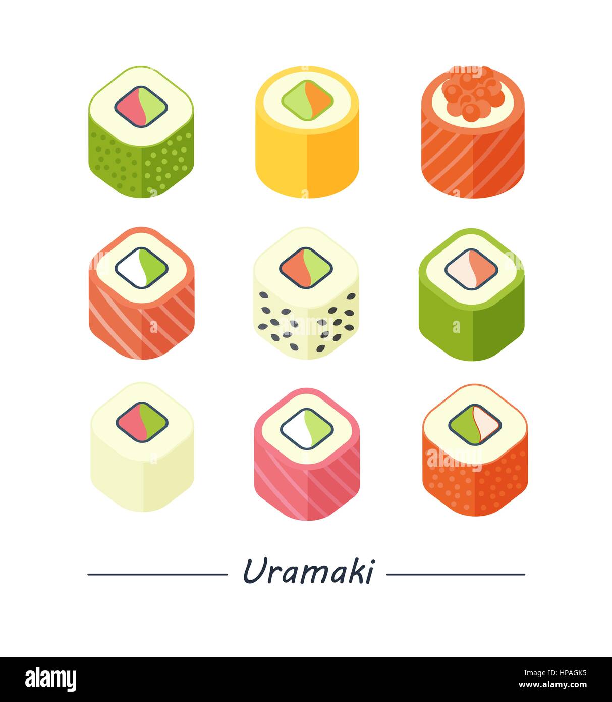 Uramaki maki sushi with sesame Stock Vector Images - Alamy