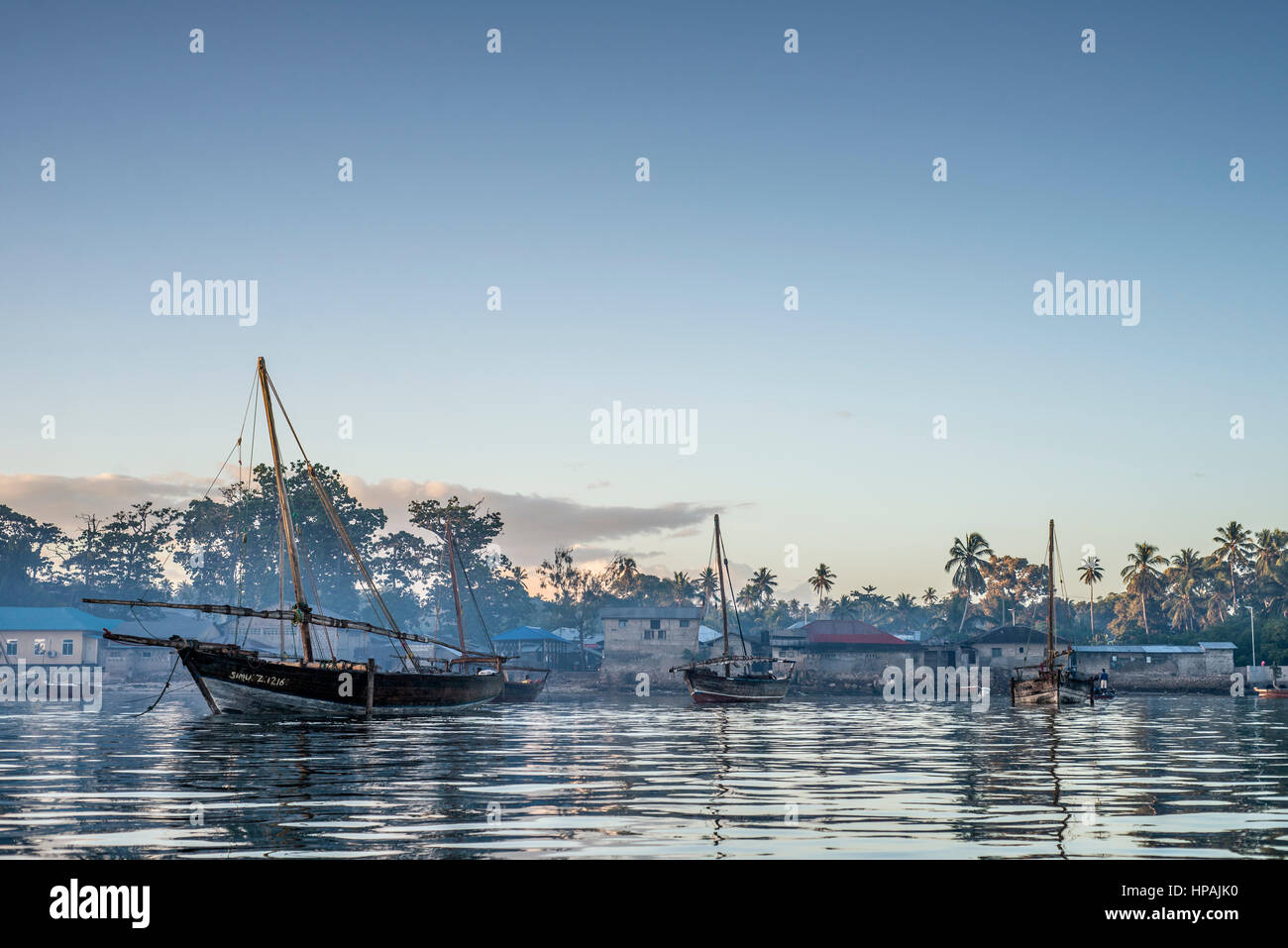 Fishing boat near Mkokotoni fish market, Zanzibar, Tanzania Stock Photo ...