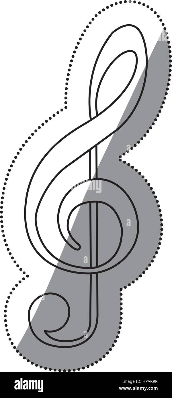 monochrome contour silhouette with sign music treble clef vector ... monochrome contour silhouette with sign music treble clef vector ...