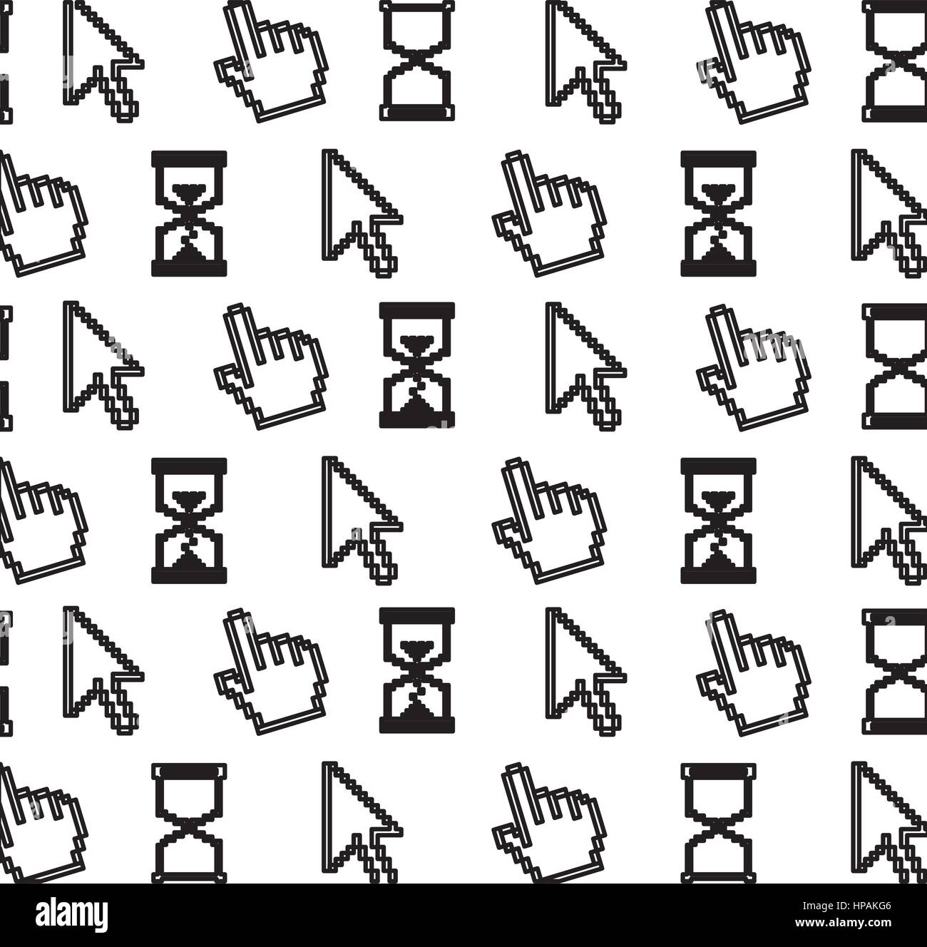 monochrome background contour with computer cursors vector illustration ...