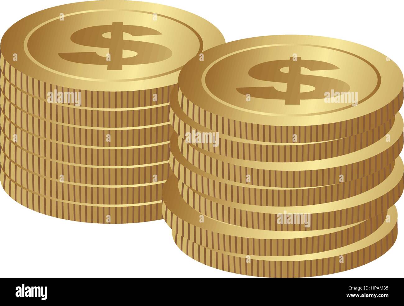color silhouette with coins stack in horizontal position vector ...