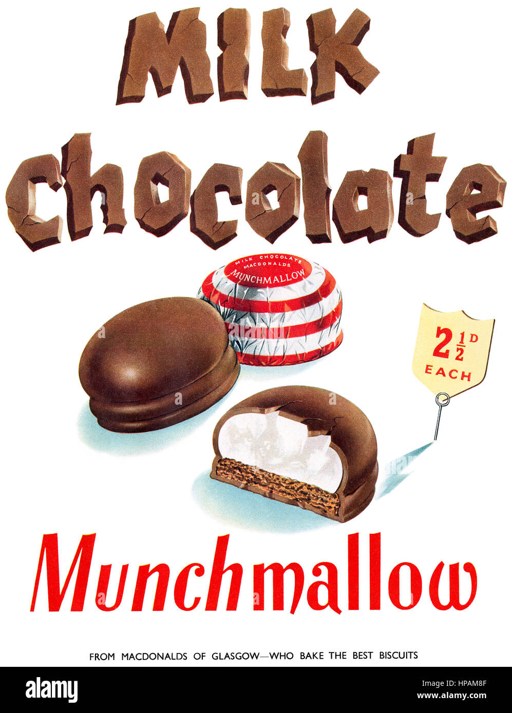 1953 British advertisement for Macdonalds Milk Chocolate Munchmallows ...