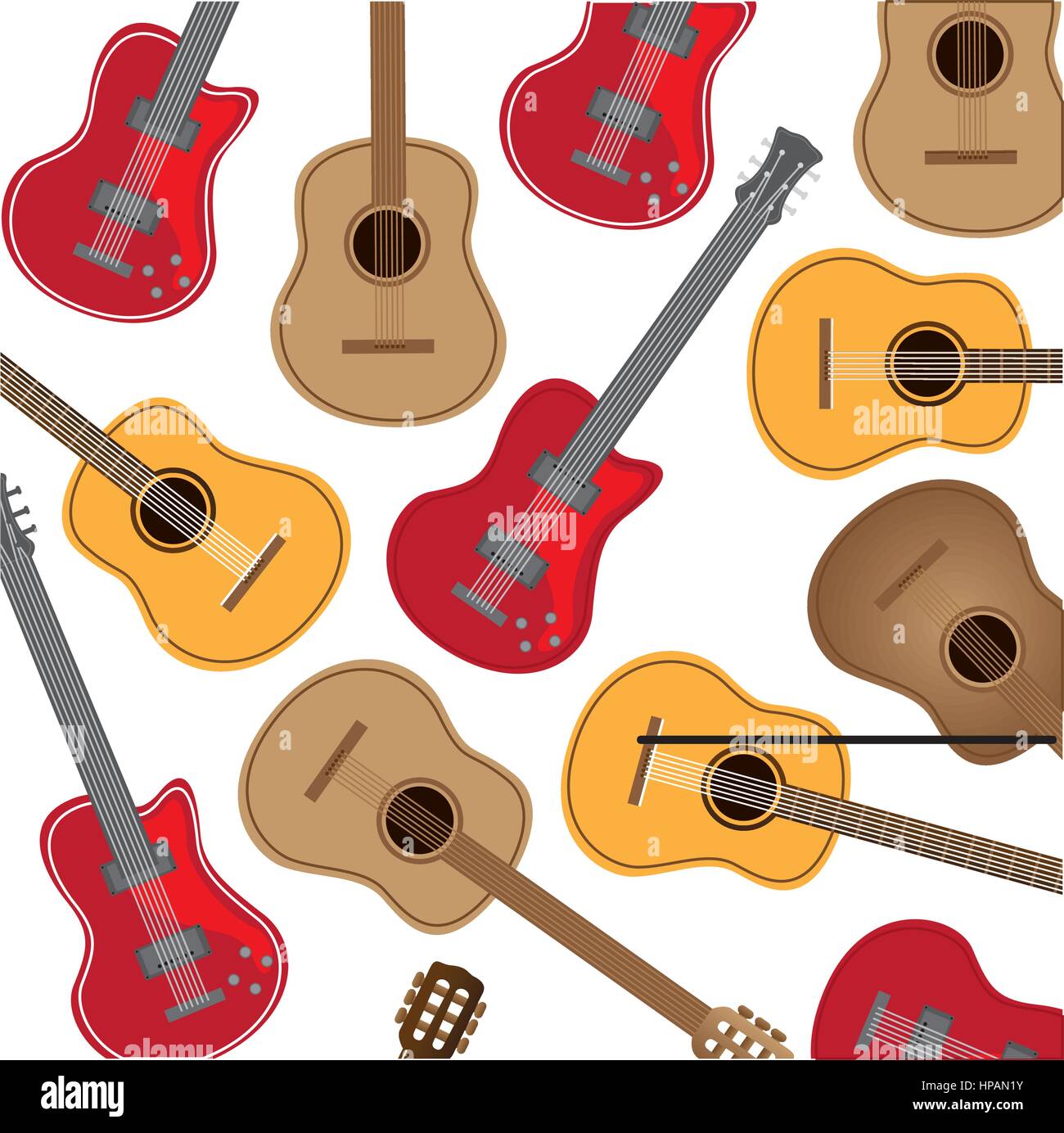 colorful background with electric guitars set vector illustration Stock ...