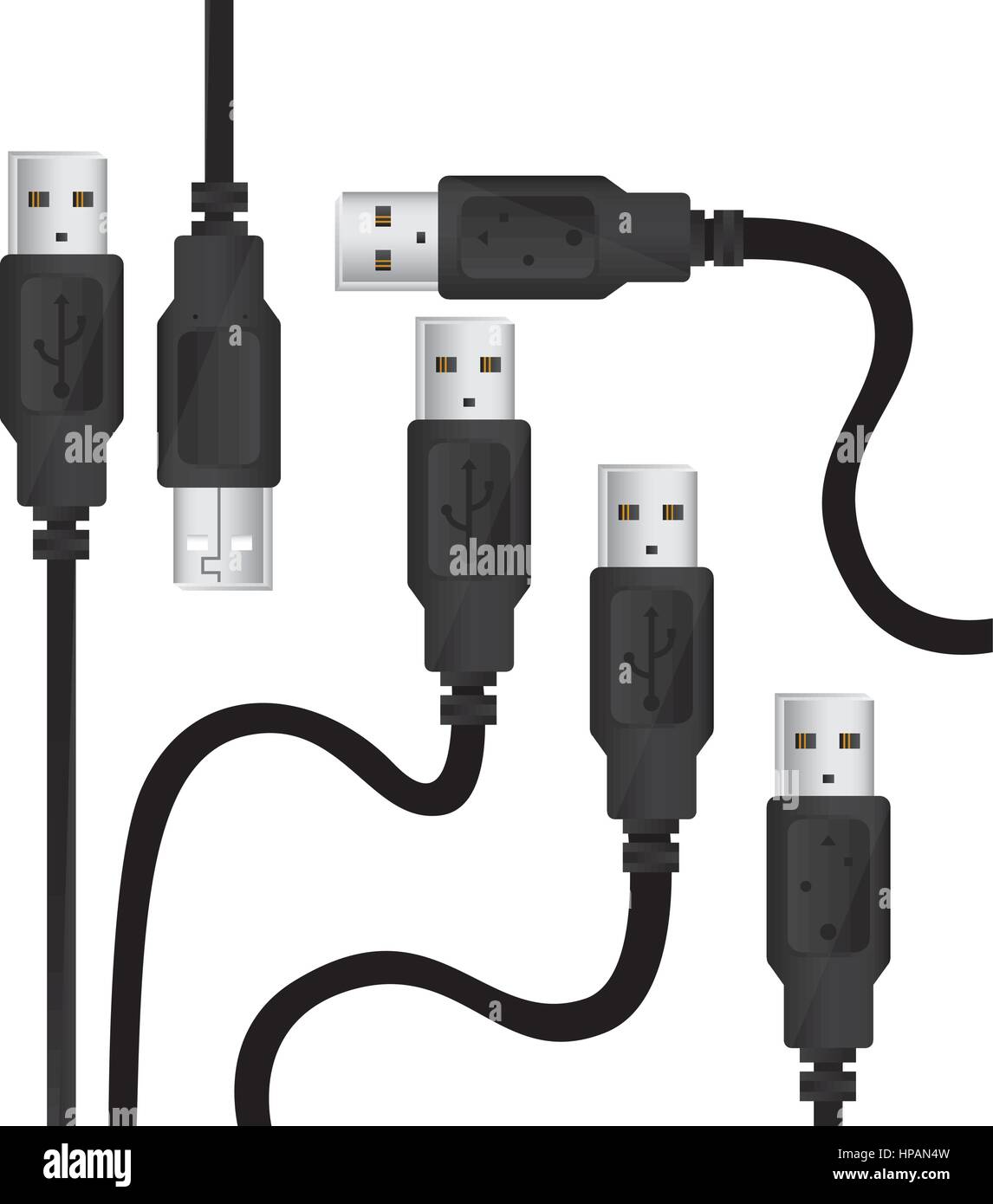 monochrome background with usb cables vector illustration Stock Vector ...