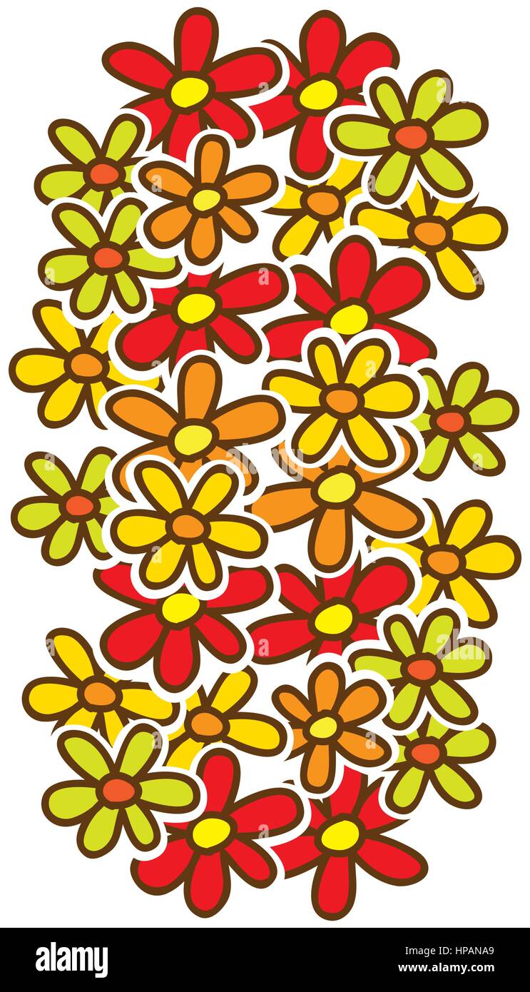 color background with flowers set vector illustration Stock Vector ...