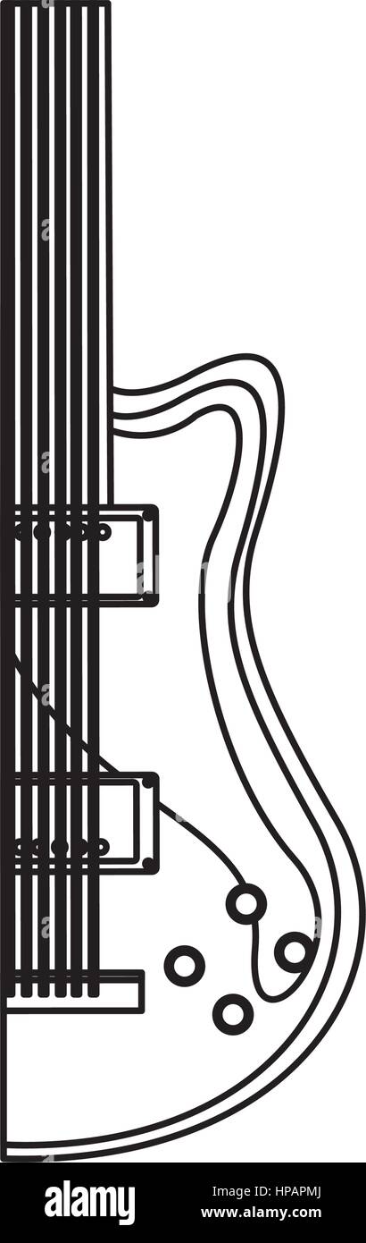 monochrome contour with half electric guitar vector illustration Stock ...