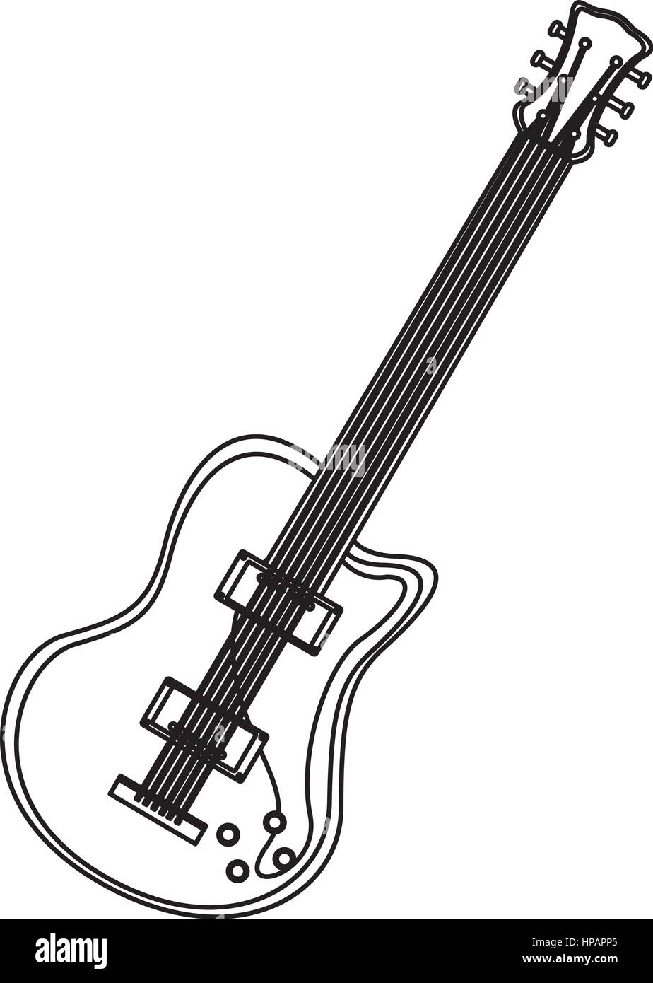 Monochrome contour electric guitar vector Cut Out Stock Images ...