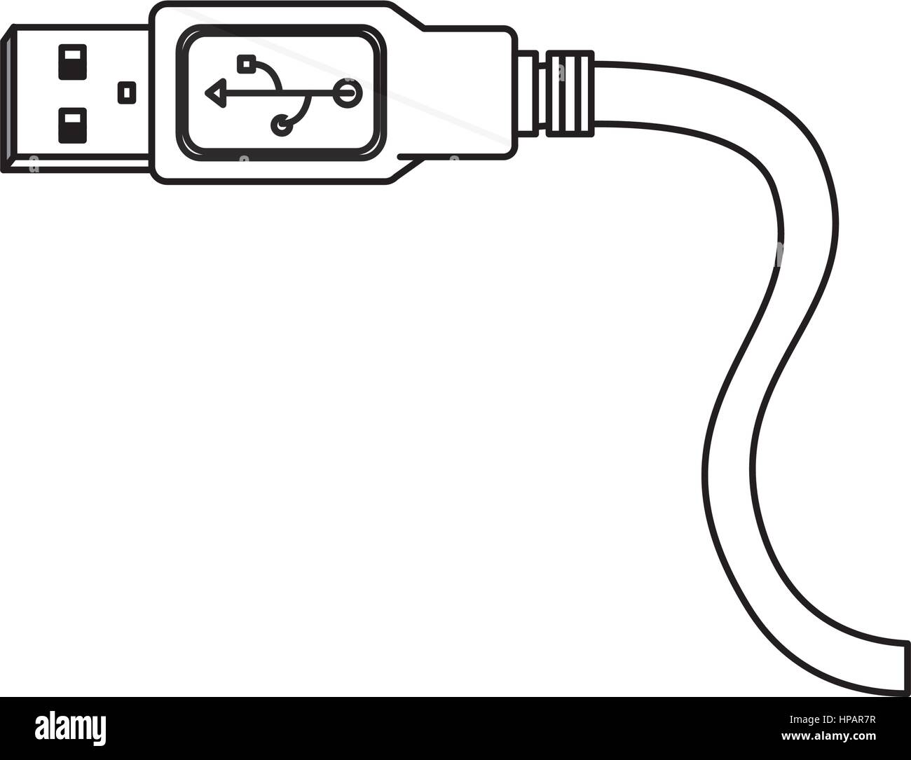 monochrome contour with usb cord vector illustration Stock Vector Image ...