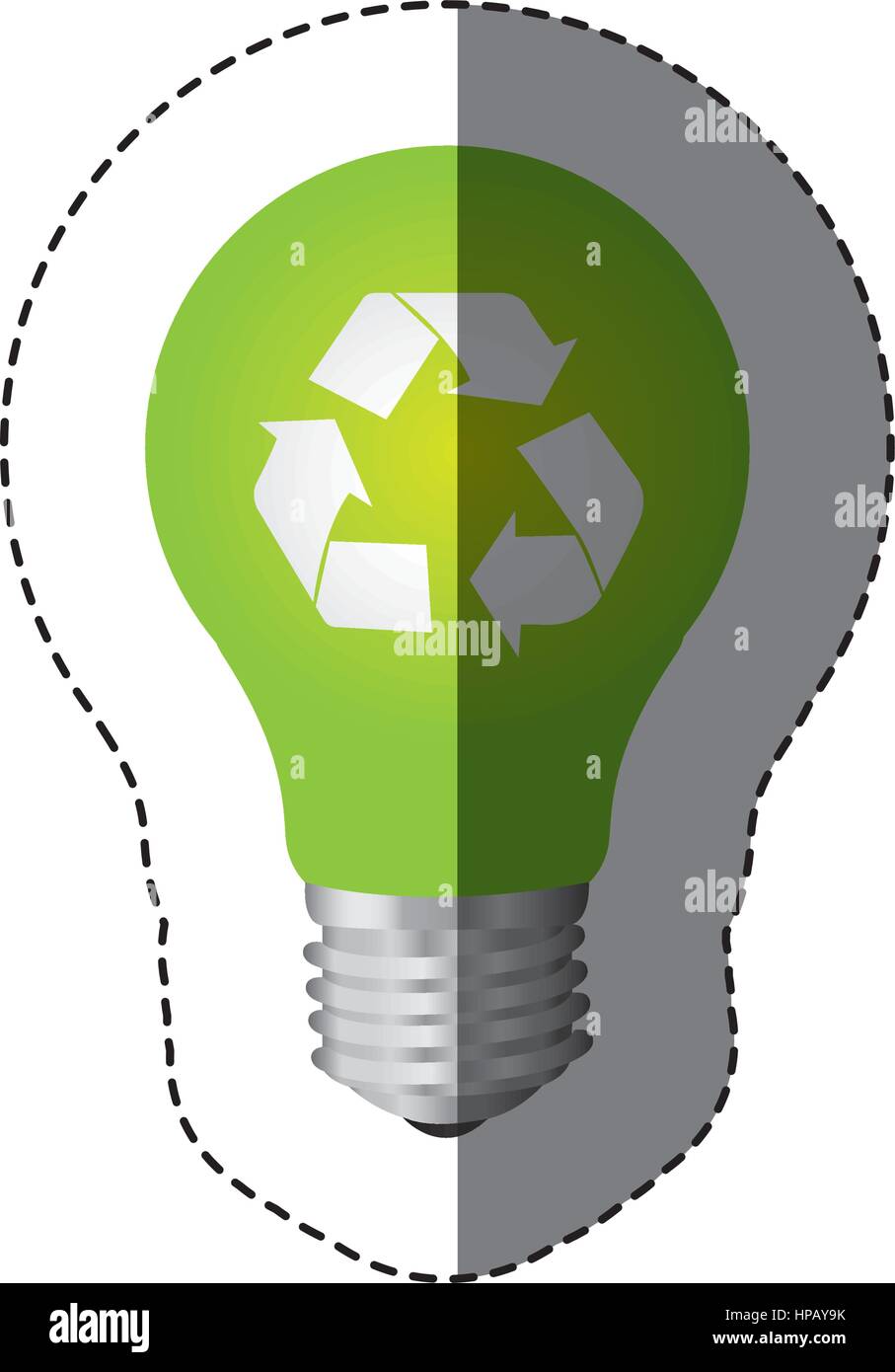 color sticker with silhouette light bulb with recycling symbol Stock ...