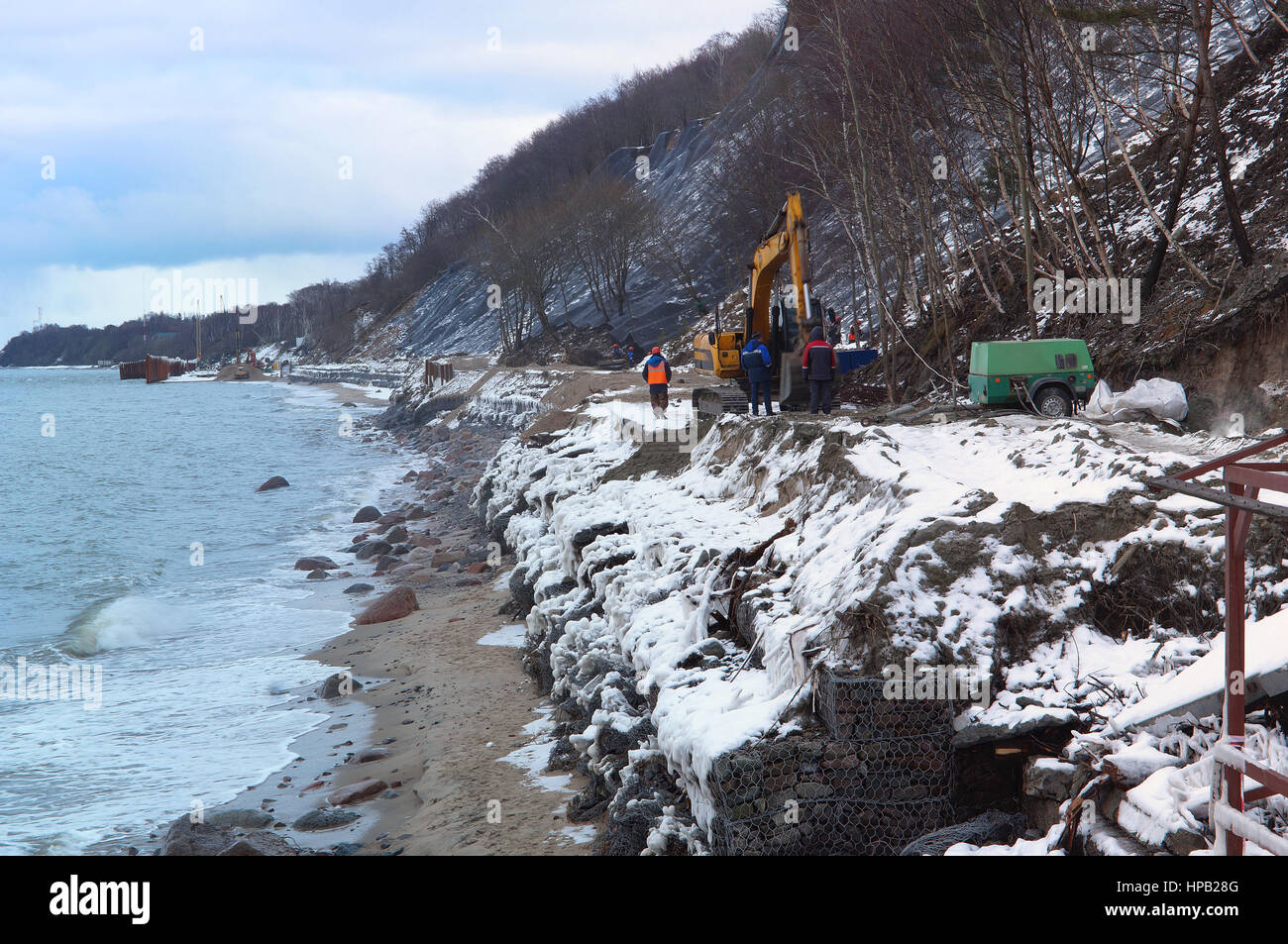 shore strengthening, protection and construction of the cliff Stock ...