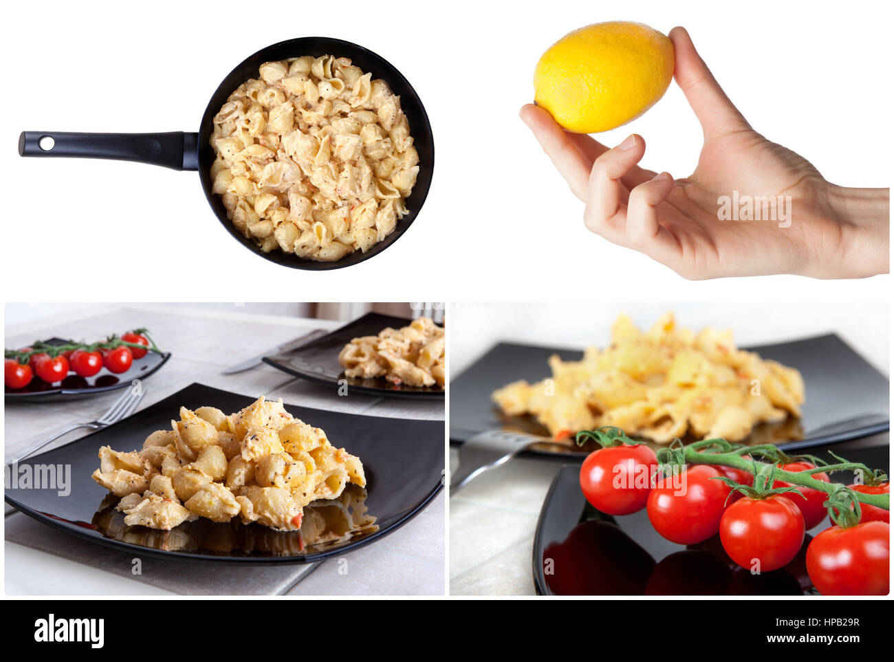 Italian food collage - pasta and cheese. light background Stock Photo ...