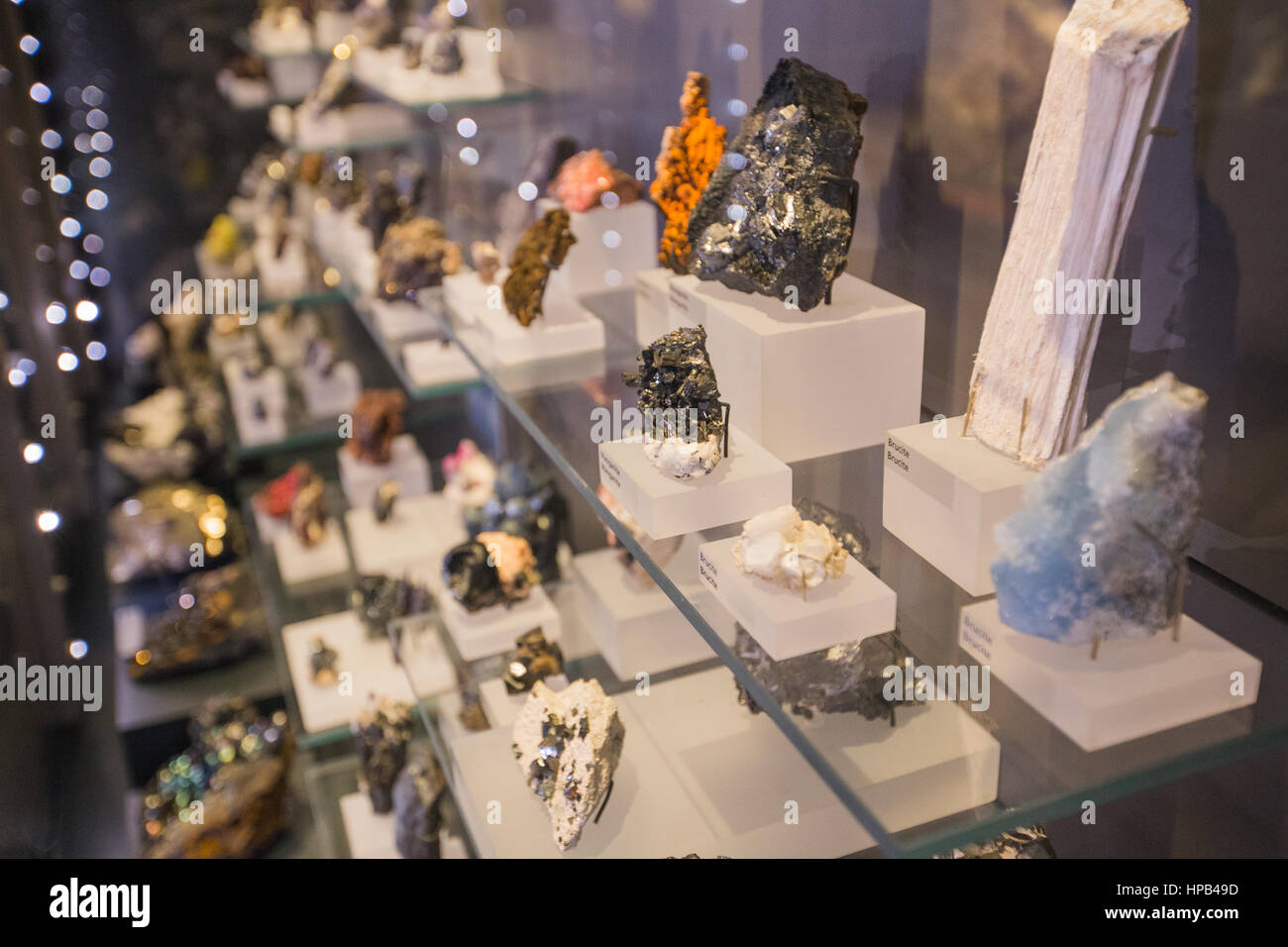 Crystal and minerals inside Toronto Royal Ontario Museum Stock Photo ...