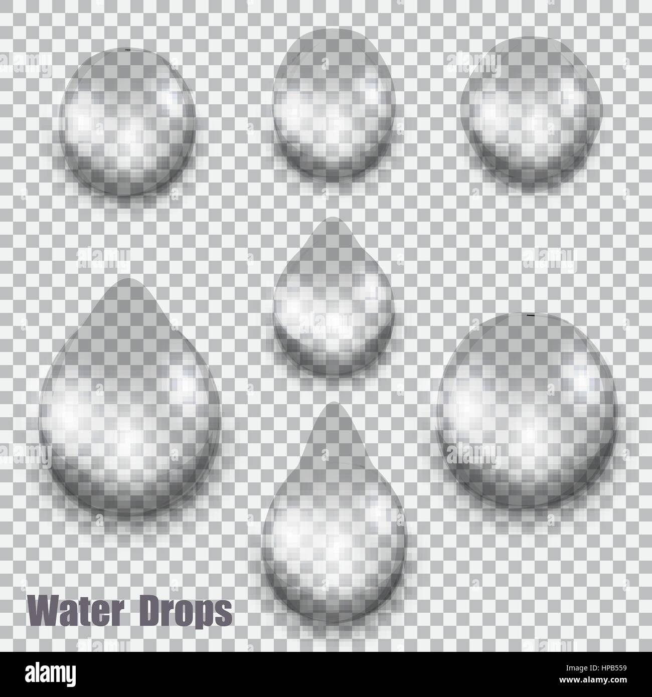 Set clear drops. Checkered background. illustration Stock Vector Image ...