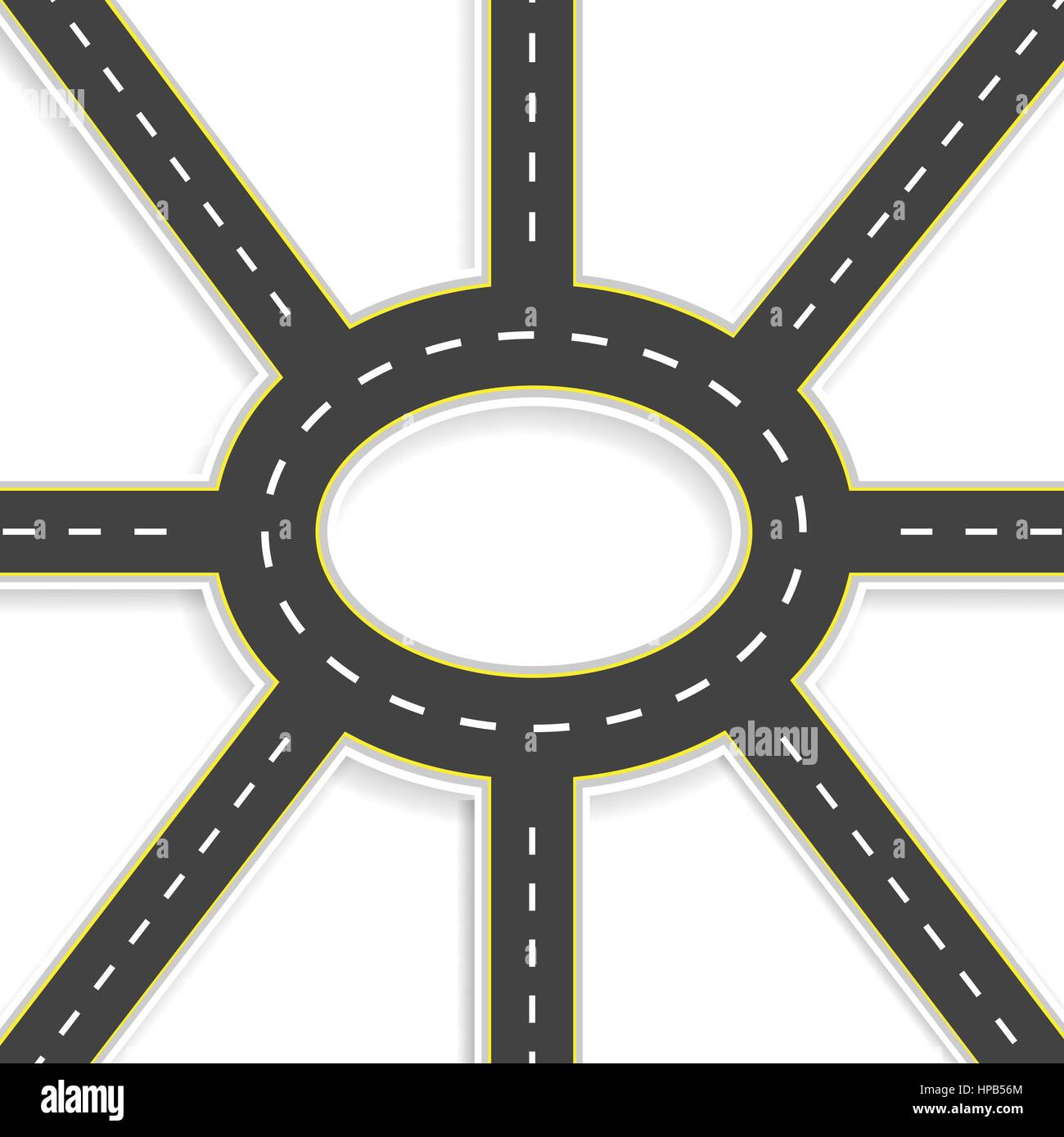 Top view of 3D perspective. Road interchange of eight roads and ...