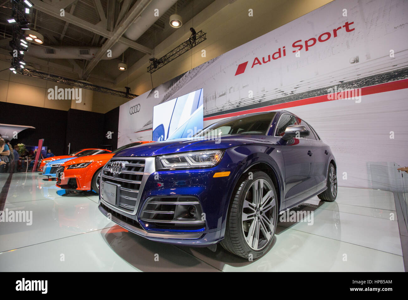 A list of Audi car on display at the auto show Stock Photo - Alamy