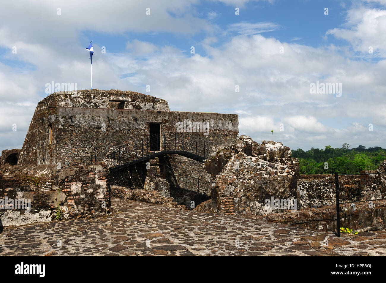 Nicaragua, Spanish defensive fortification in of El Castillo on a river ...