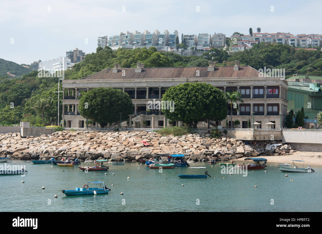 The shoreline, Murray House and housing on the Stanley Peninsula Hong ...