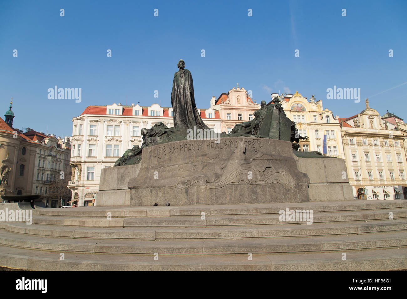 Jan Hus memorial in old town square in Prague Czech Republic Stock ...