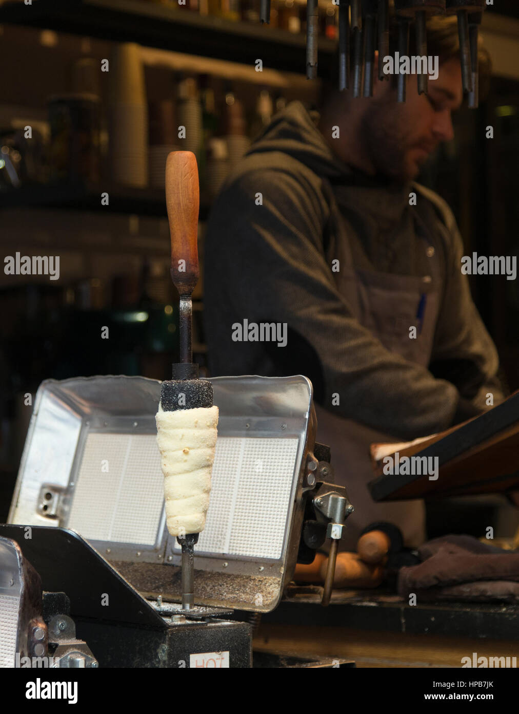 Inside pastry sop selling TRDELNIK in Prague Czech Republic Stock Photo ...