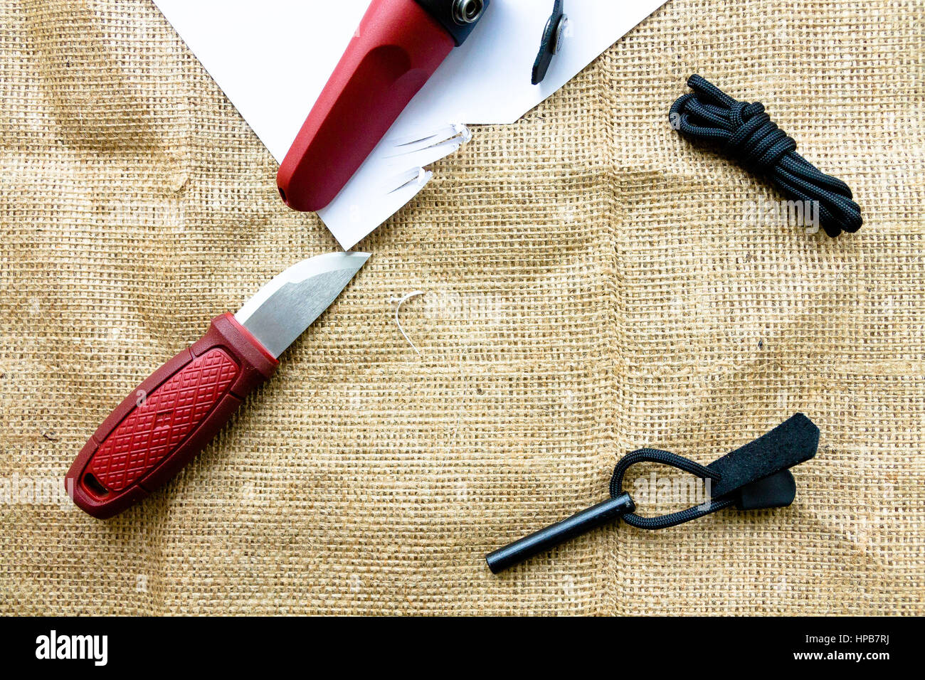 Tourist steel than for breeding foci. Test on a knife edge Stock Photo ...