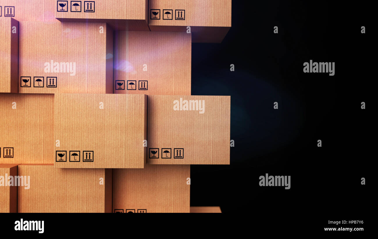 3d stack of cardboard boxes with copyspace Stock Photo - Alamy