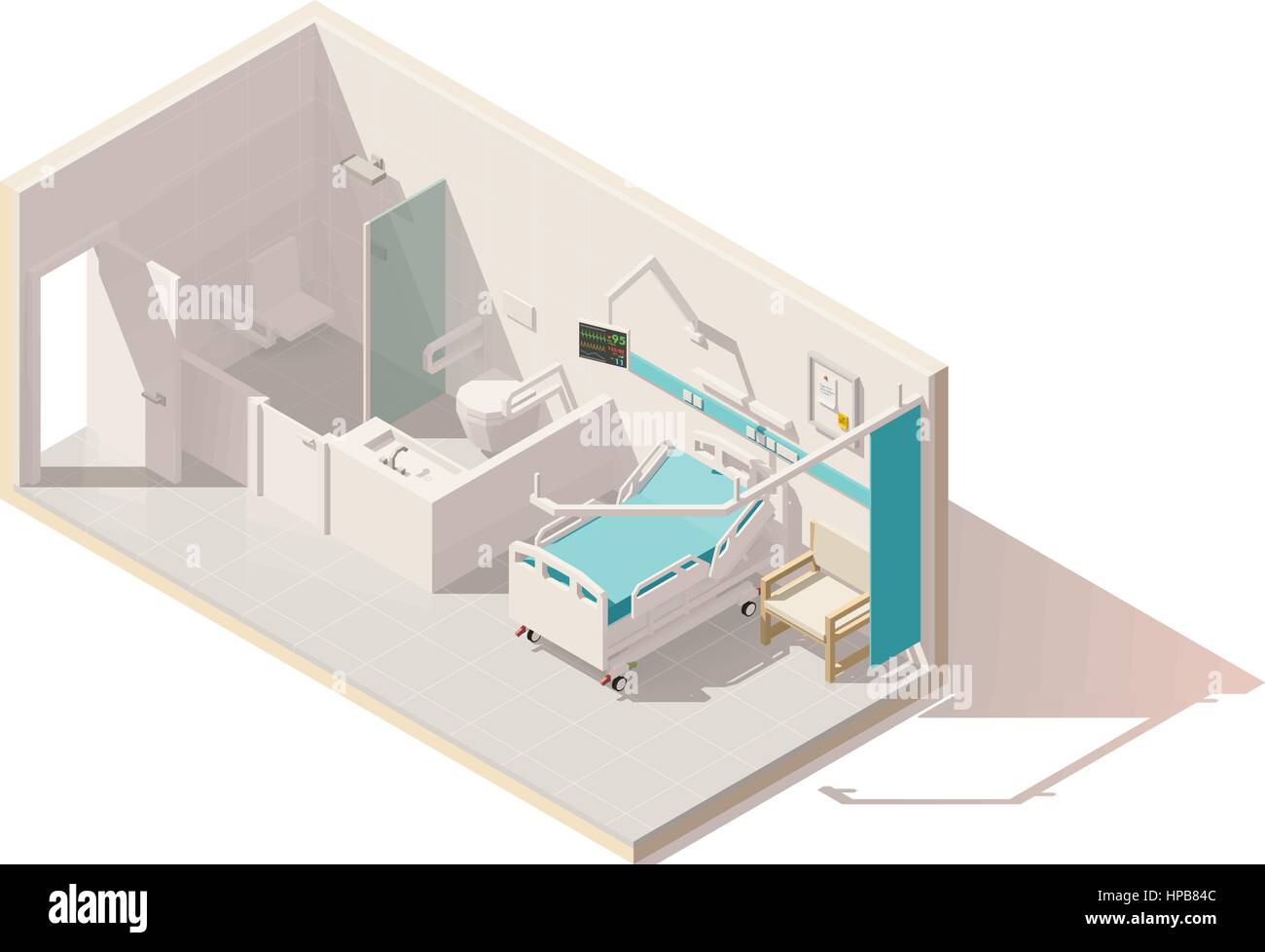 Vector isometric low poly hospital ward Stock Vector Image & Art - Alamy