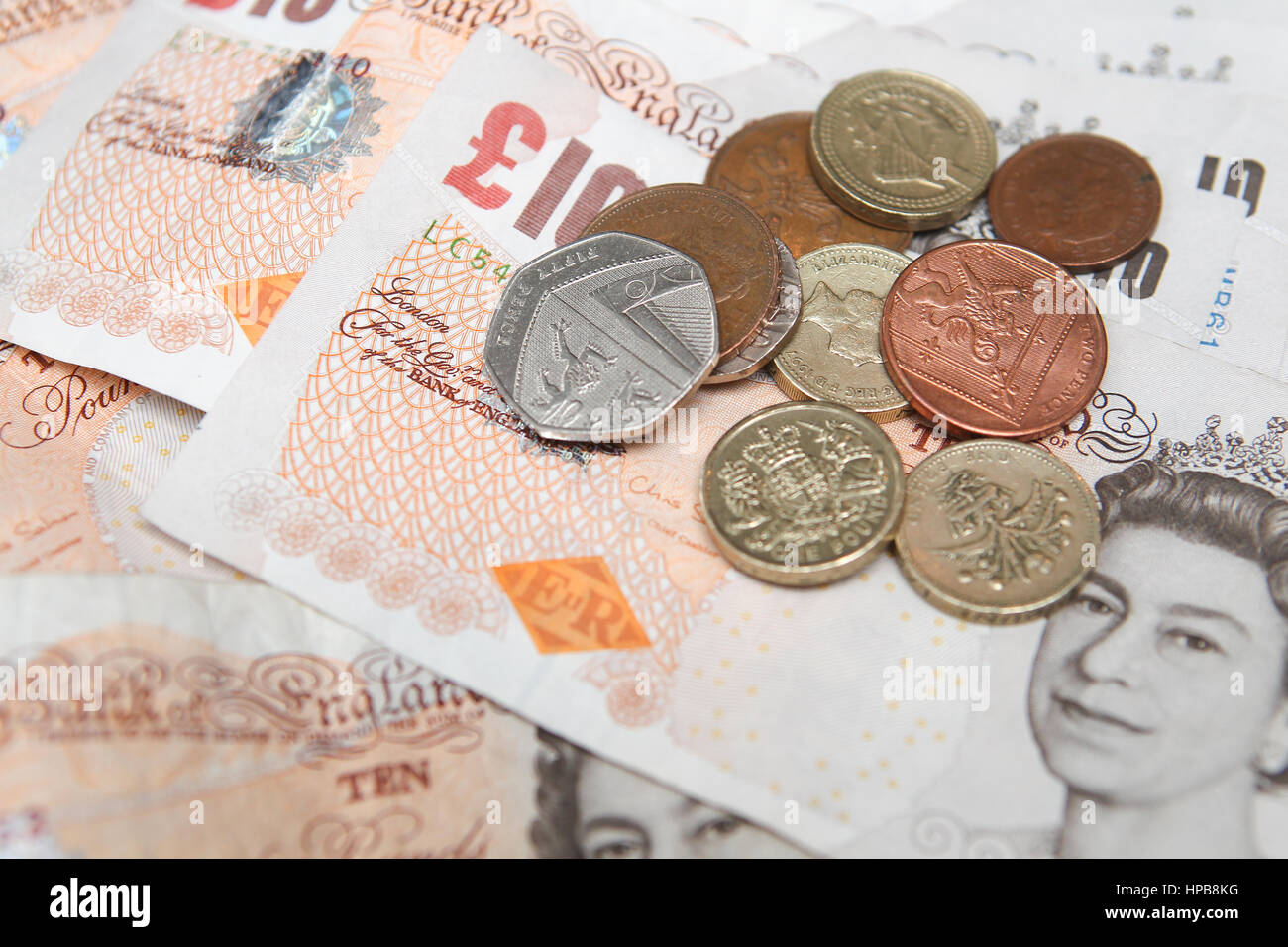 UK money notes and coins British Pounds Sterling Stock Photo - Alamy