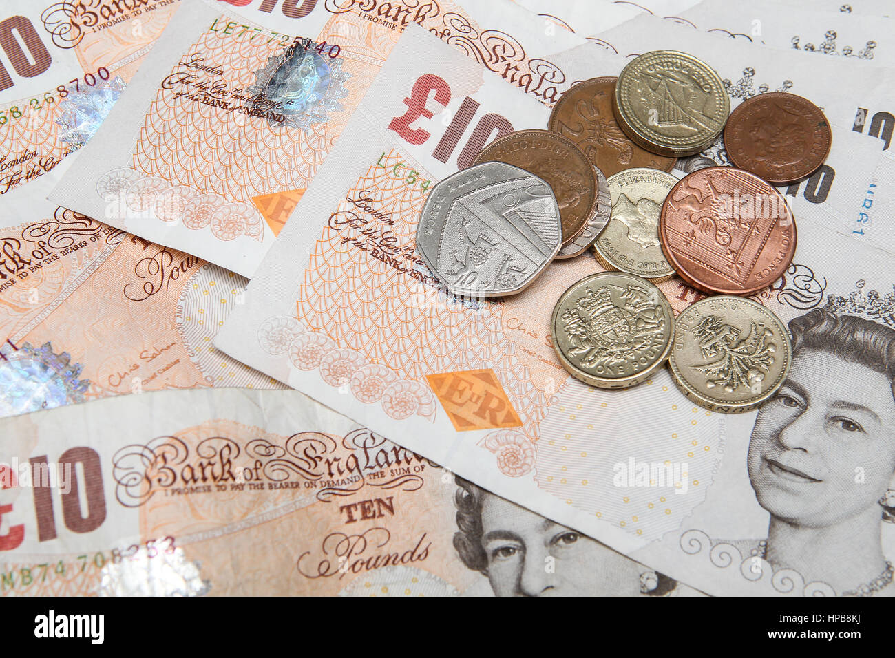 UK money notes and coins British Pounds Sterling Stock Photo - Alamy