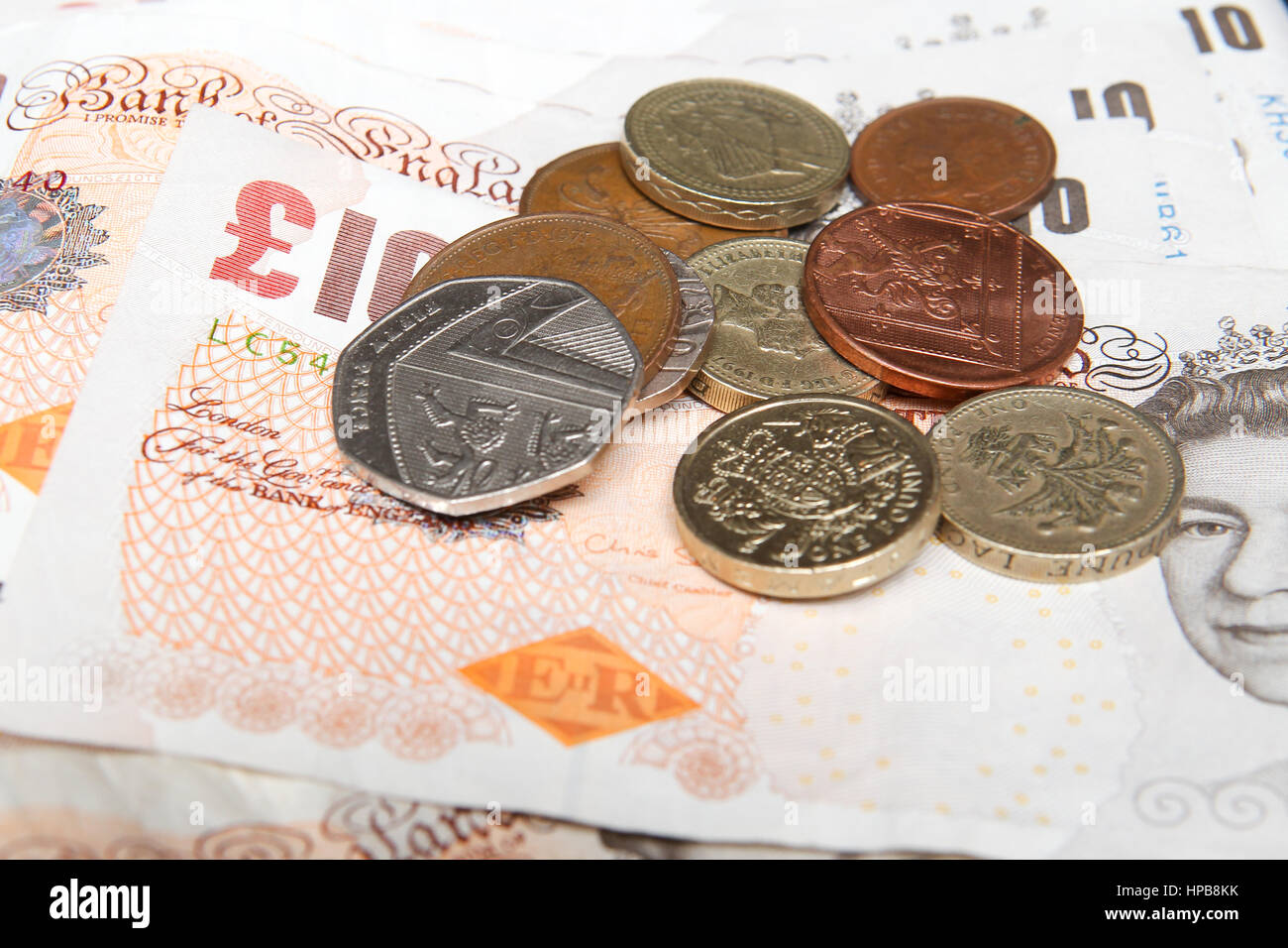 UK money notes and coins British Pounds Sterling Stock Photo - Alamy