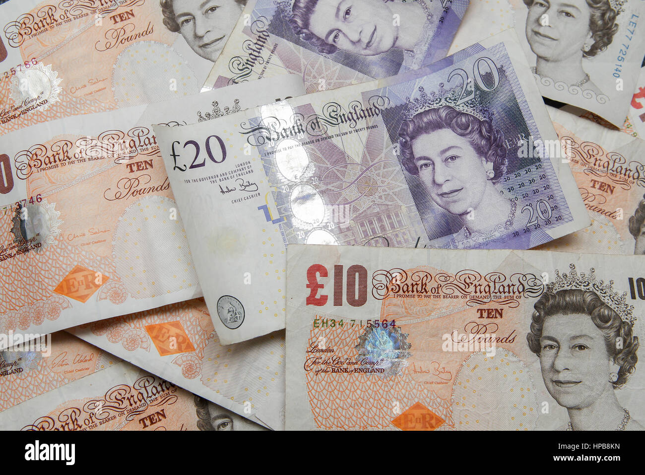 UK £10 and £20 notes British Pounds Sterling Stock Photo - Alamy