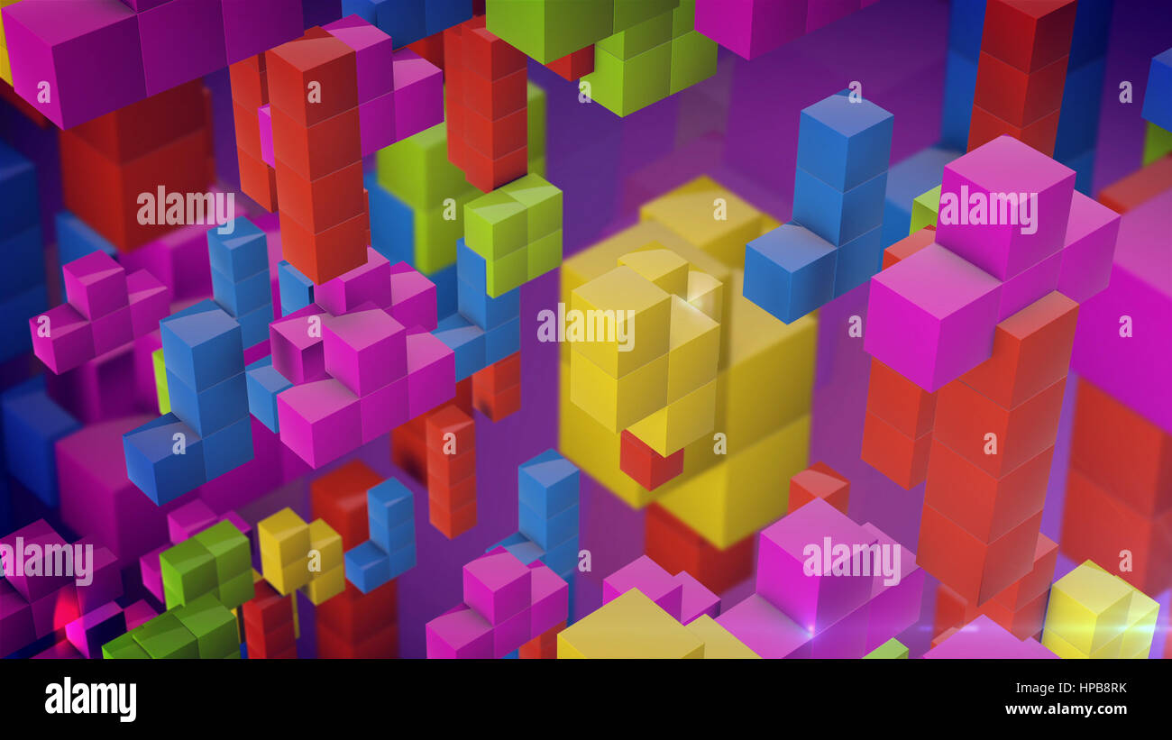 Game Brick Tetris on a purple background. 3d rendering Stock Photo - Alamy