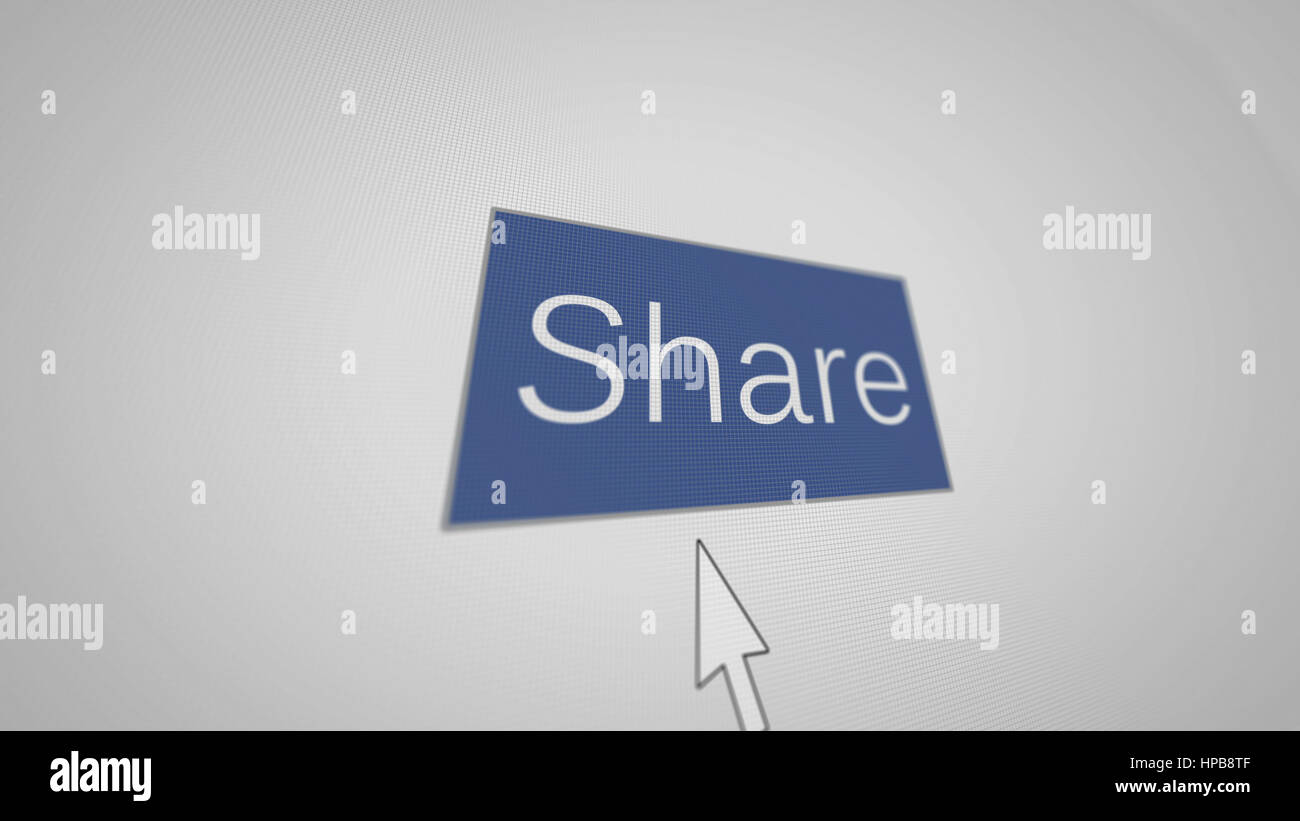 Illustration of A blue button Share and mouse arrow Stock Photo - Alamy